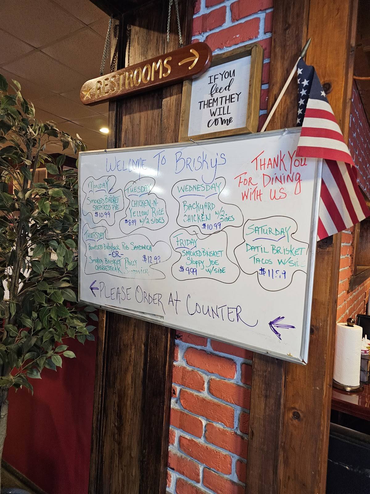 Menu at Brisky's BBQ, St. Augustine