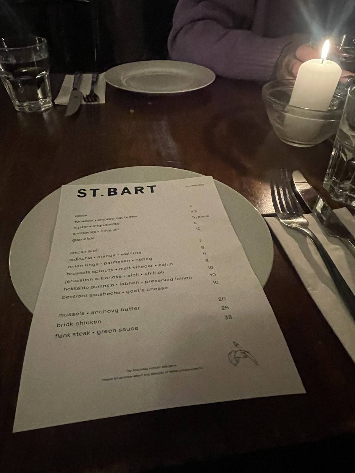Menu at St. Bart, Berlin, Graefestraße 71