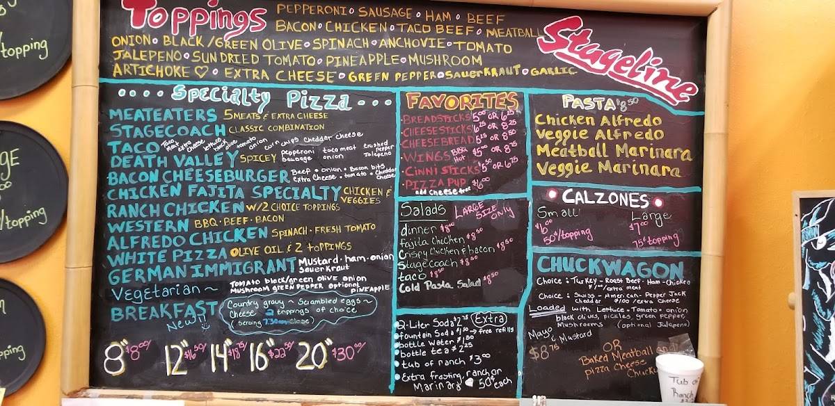 Menu at Stageline Pizza pizzeria, Dillon, 112 N Washington St