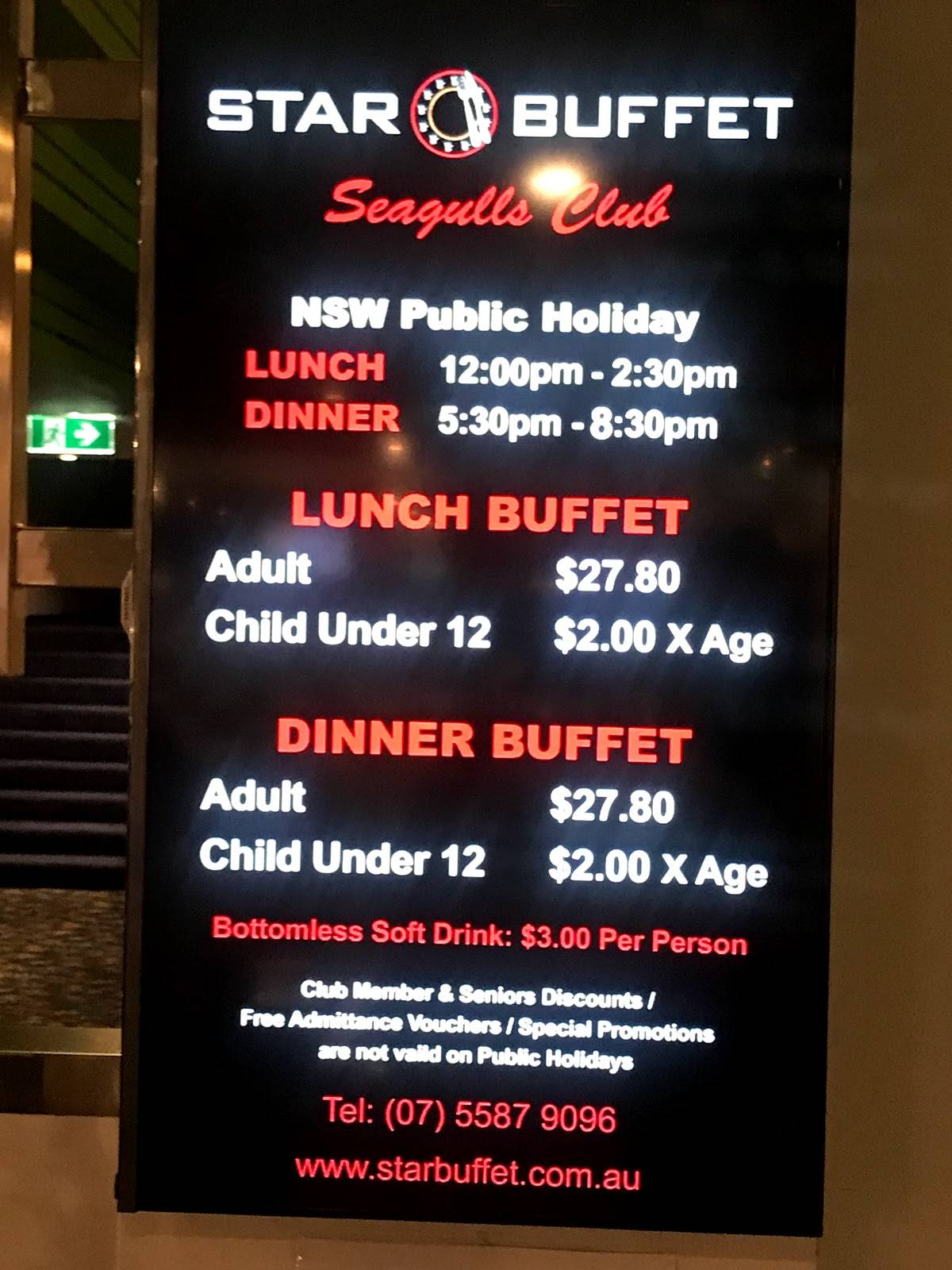 Menu at Star Buffet Tweed Heads Seagulls restaurant, Tweed Heads West ...