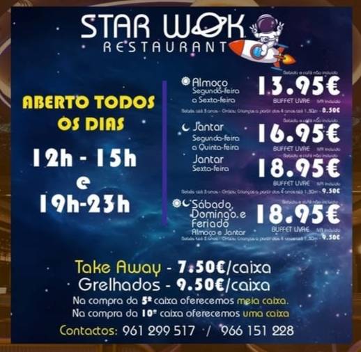 Menu em Star Wok restaurante, São Domingos de Rana