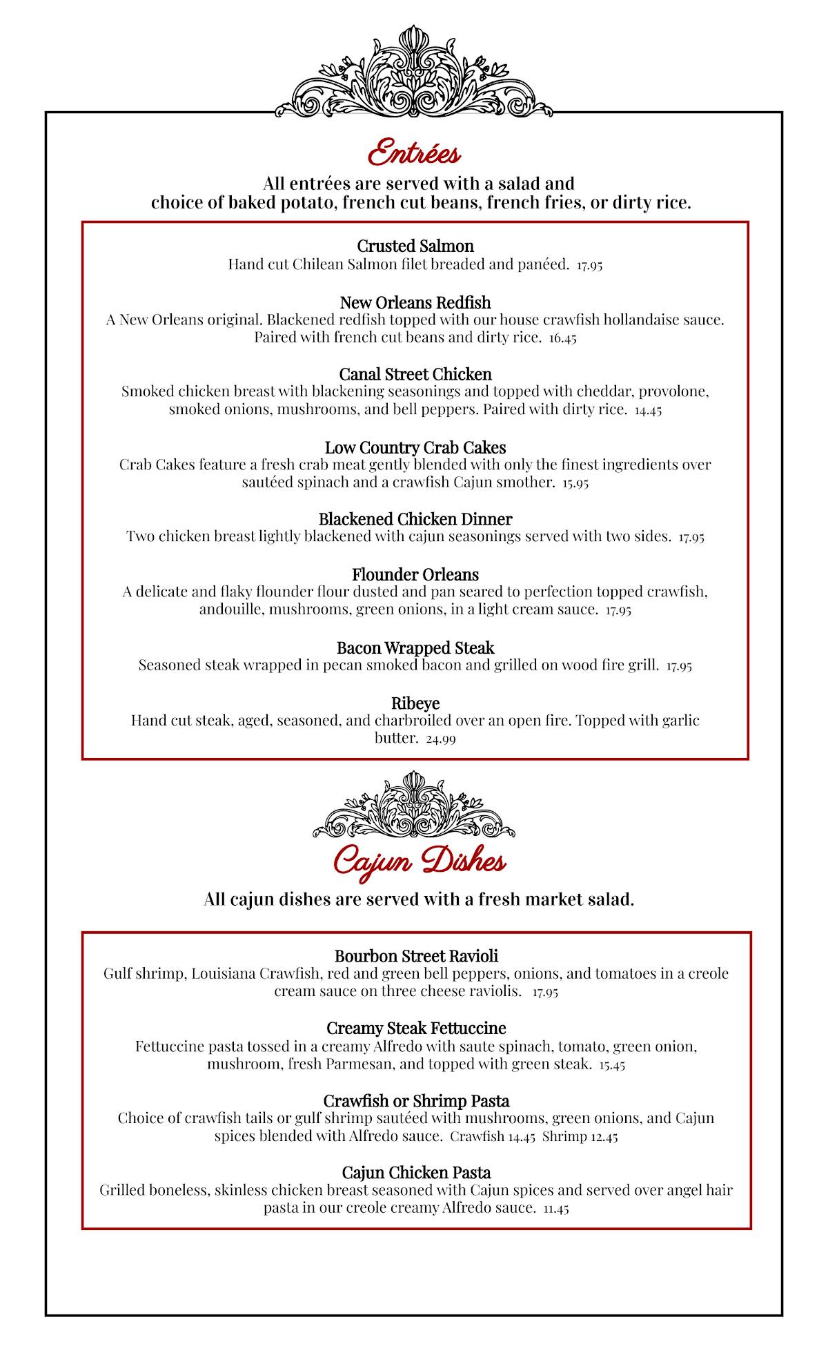 Menu at Cafe La Fleur, Laurel