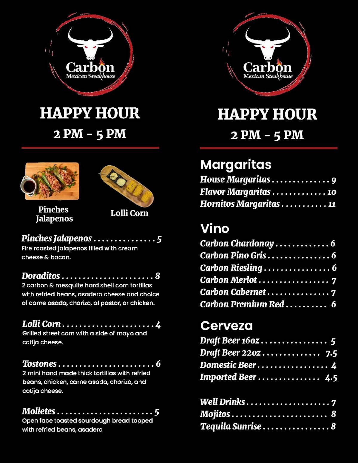 Menu at Carbon Mexican Steakhouse - Port Orchard, Port Orchard