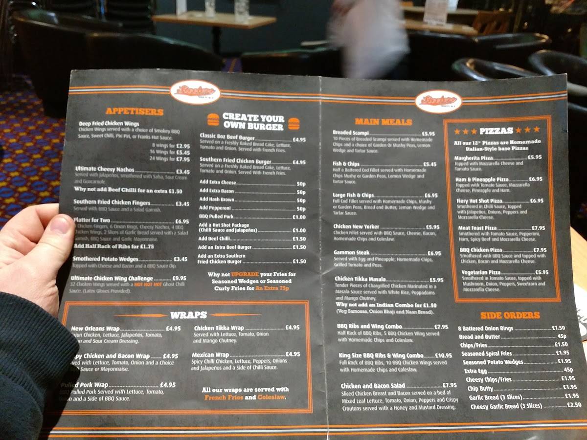Menu at Steelers Sports Bar, Sheffield