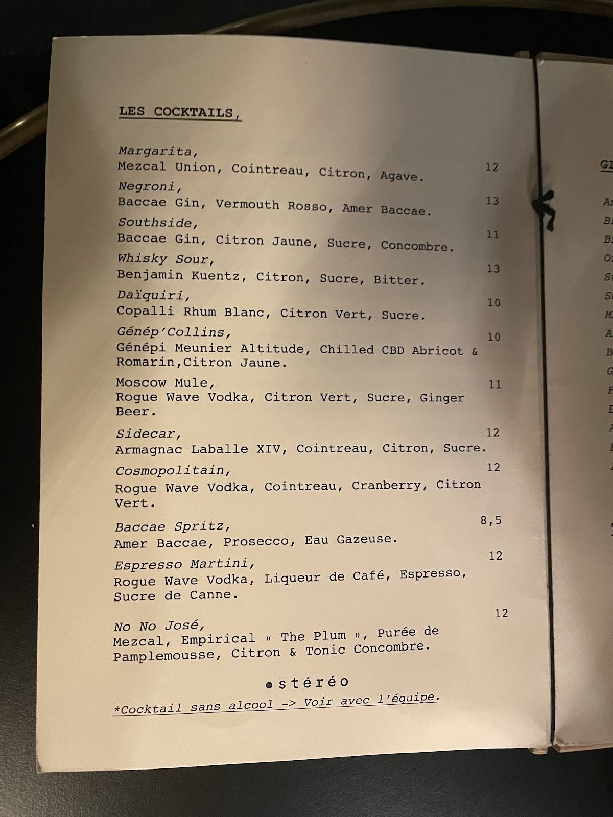 Menu at Le Pavé pub & bar, Reims