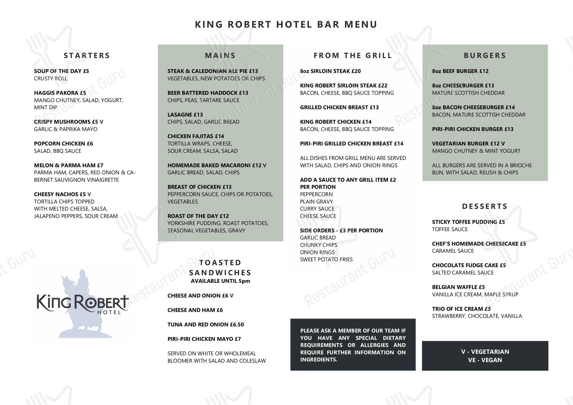 Menu at Bruce's Bistro, Stirling