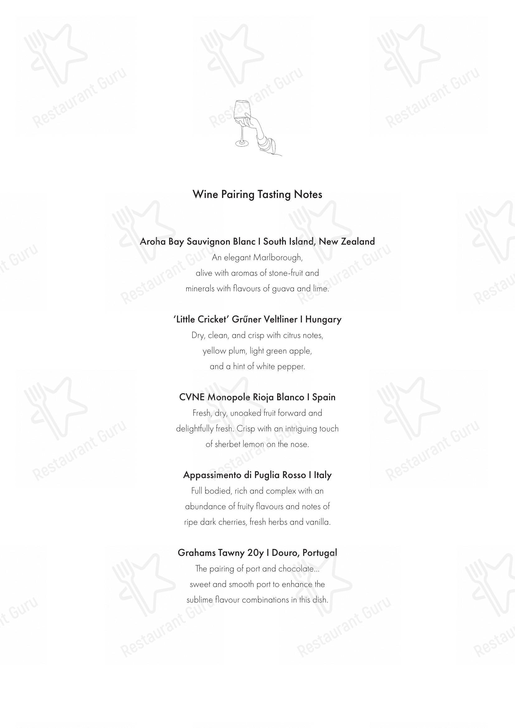 Menu at Stones restaurant, Matlock