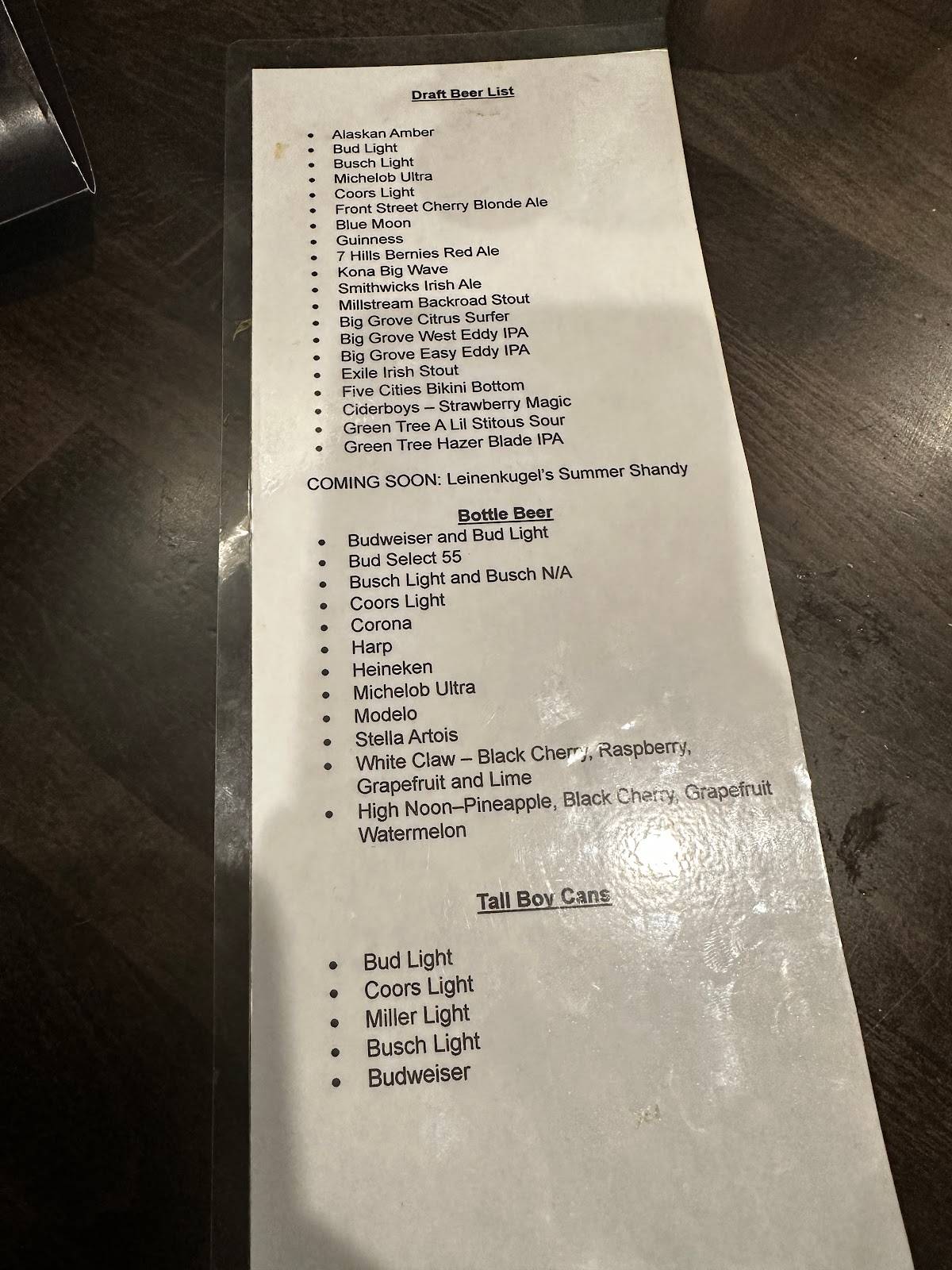 Menu at Stout's Irish Pub, Bettendorf