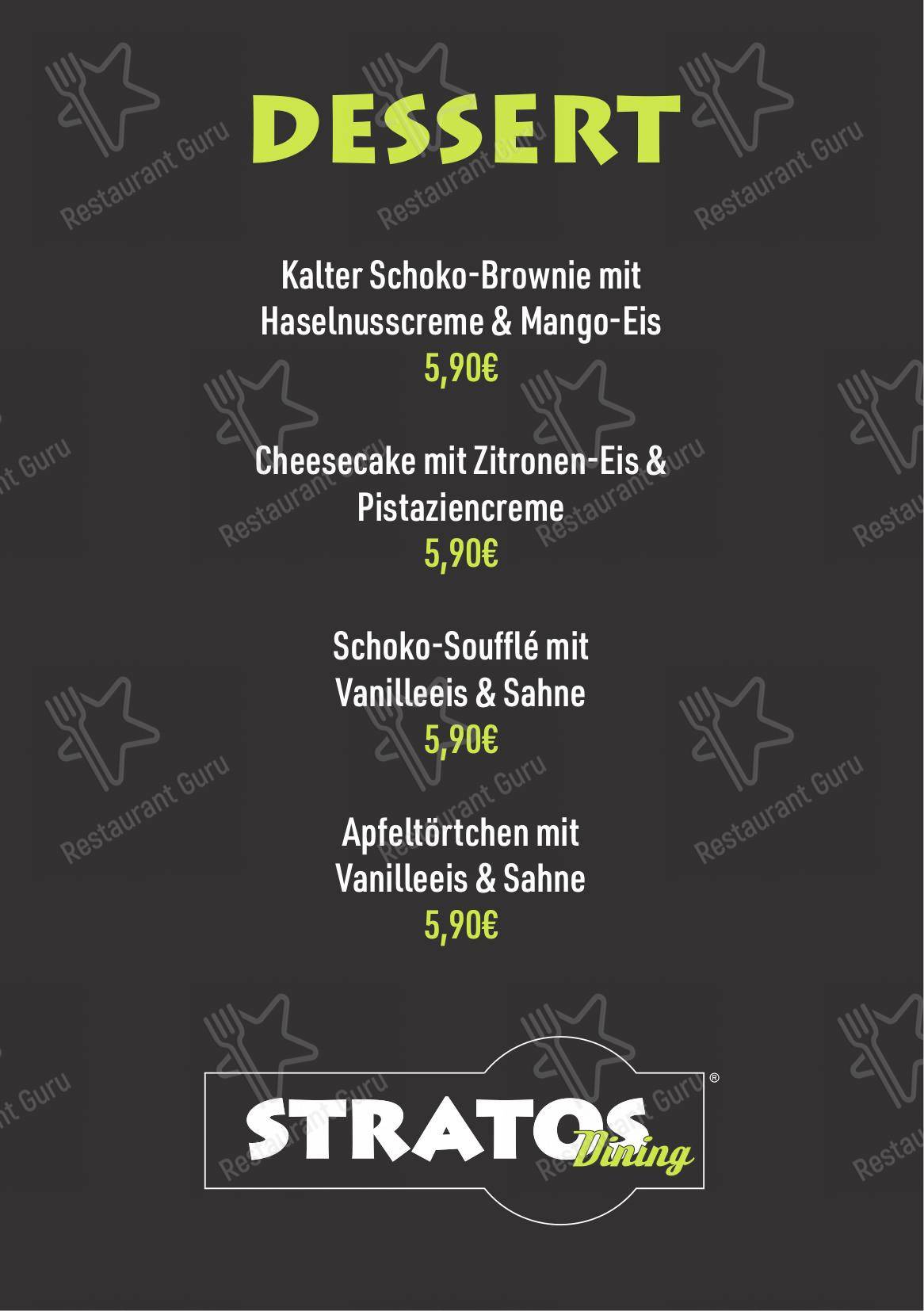 Speisekarte von Stratos Dining Zons fast Food, Dormagen, Herrenweg 1