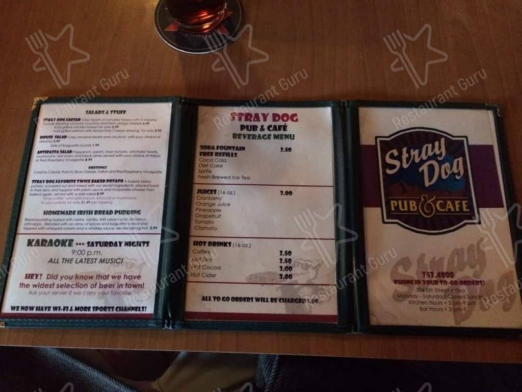 Menu at Stray Dog Pub & Cafe, Elko