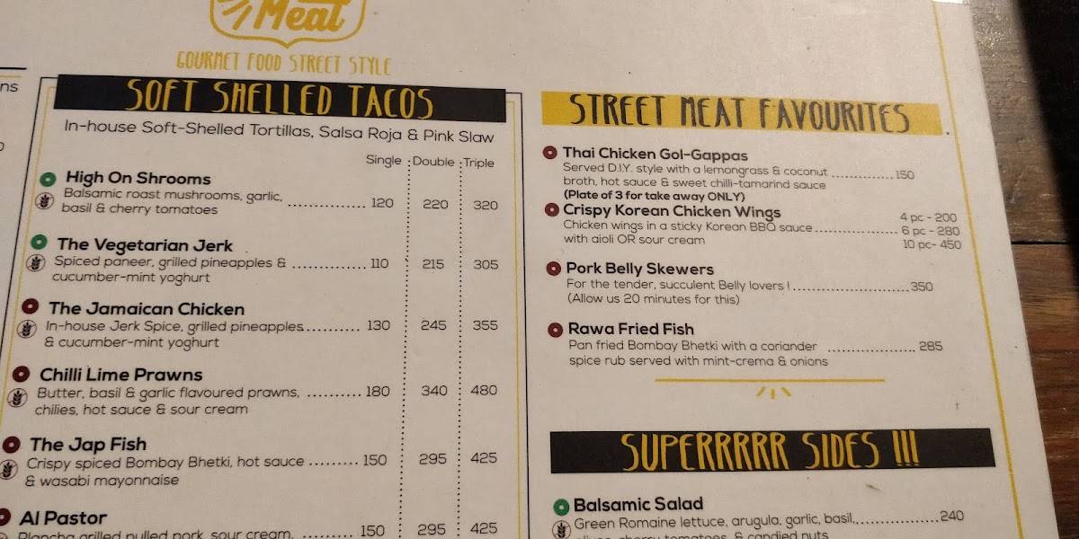 Menu at Street Meat, Pune, Shop no.5 Vrindavan Garden