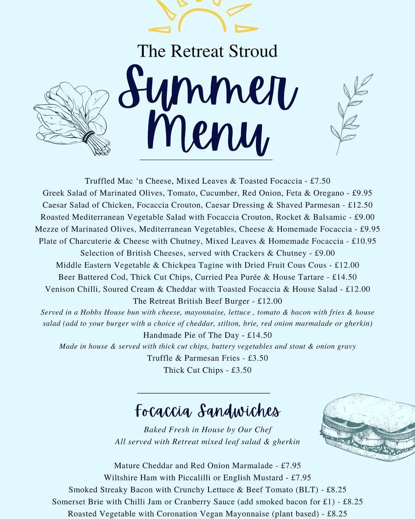 Menu at The Retreat Stroud pub & bar, Stroud