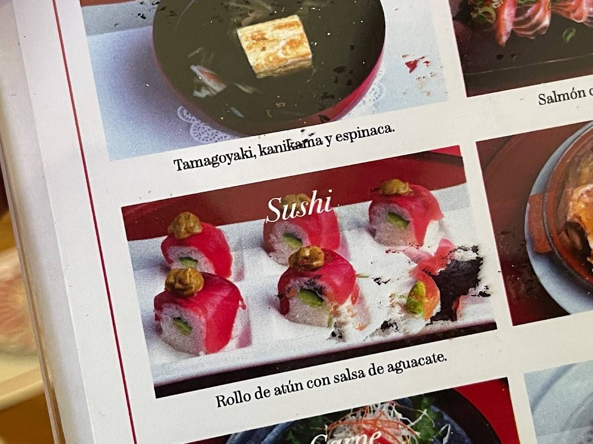 Carta del restaurante Suehiro, Guadalajara