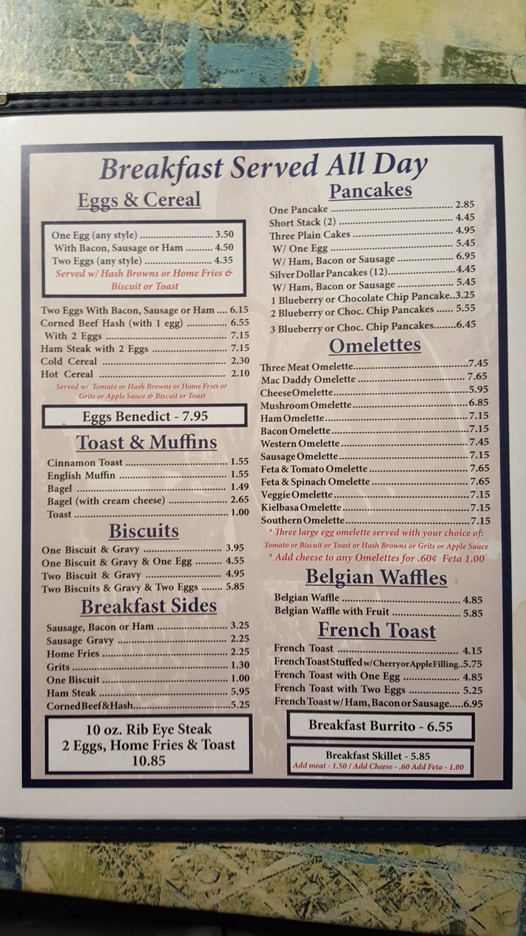 Menu at Sugarmill Restaurant, Homosassa