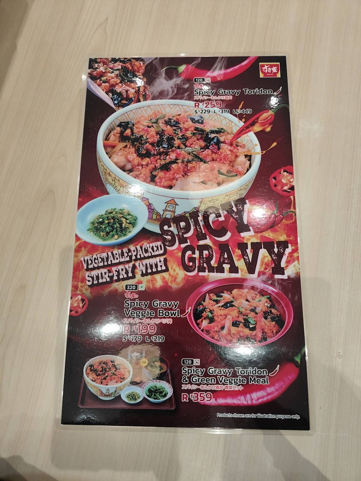 Menu at Sukiya Tokyo Bowls, New Delhi