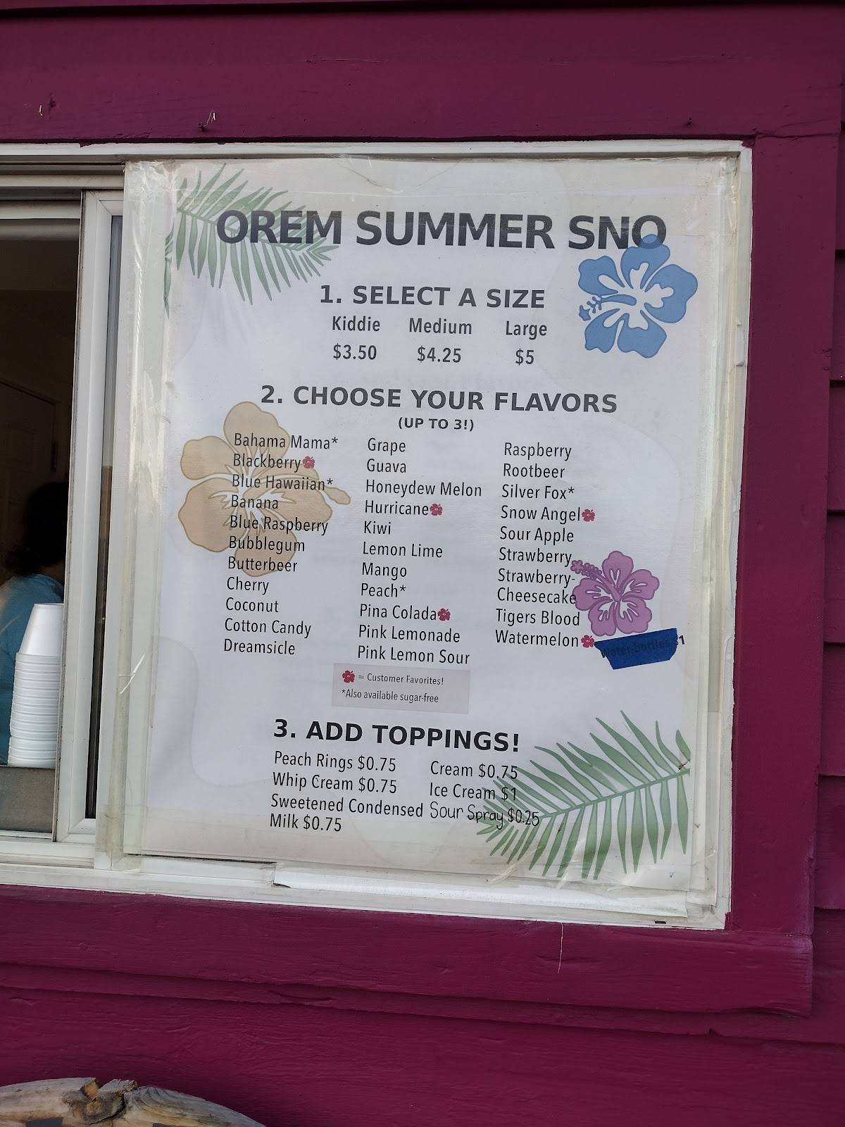 Menu at Summer Sno Shaved Ice desserts, Orem