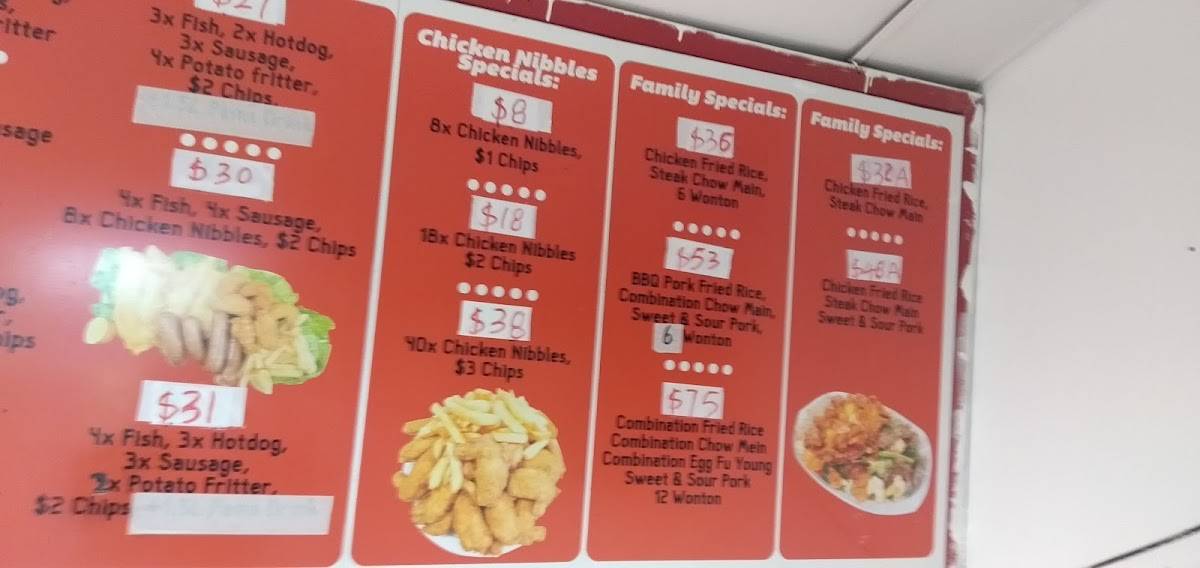 Menu at Sunny Takeaways fast food, Auckland