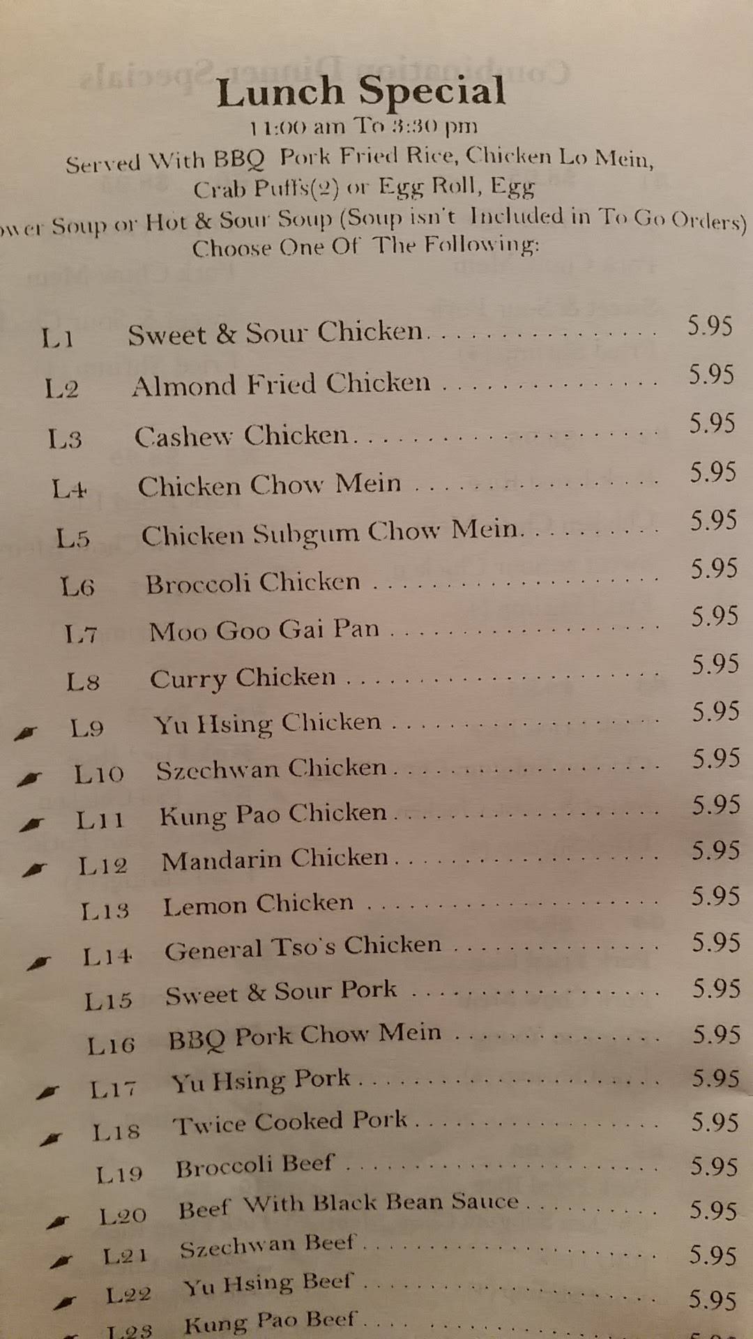 Menu at Panda Garden Restaurant, Sunnyside