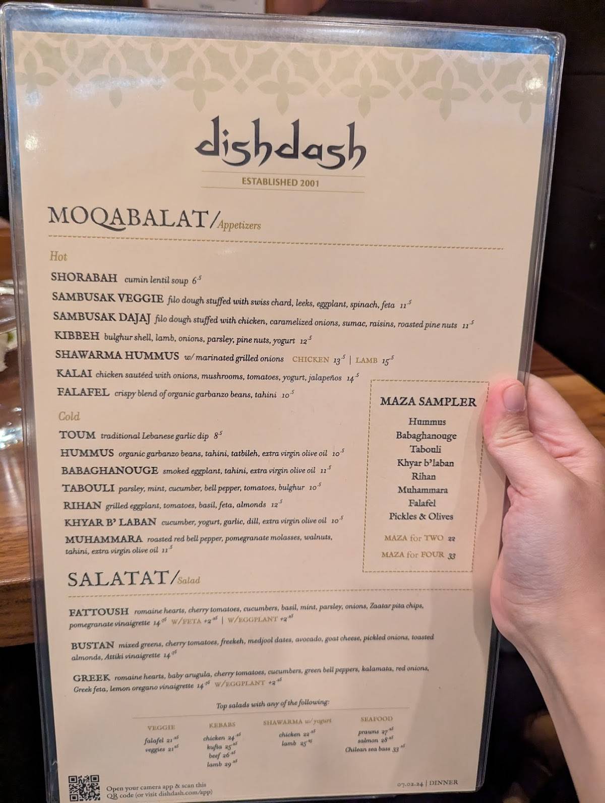 Menu at Dishdash Middle Eastern Cuisine restaurant, Sunnyvale, 190 S ...