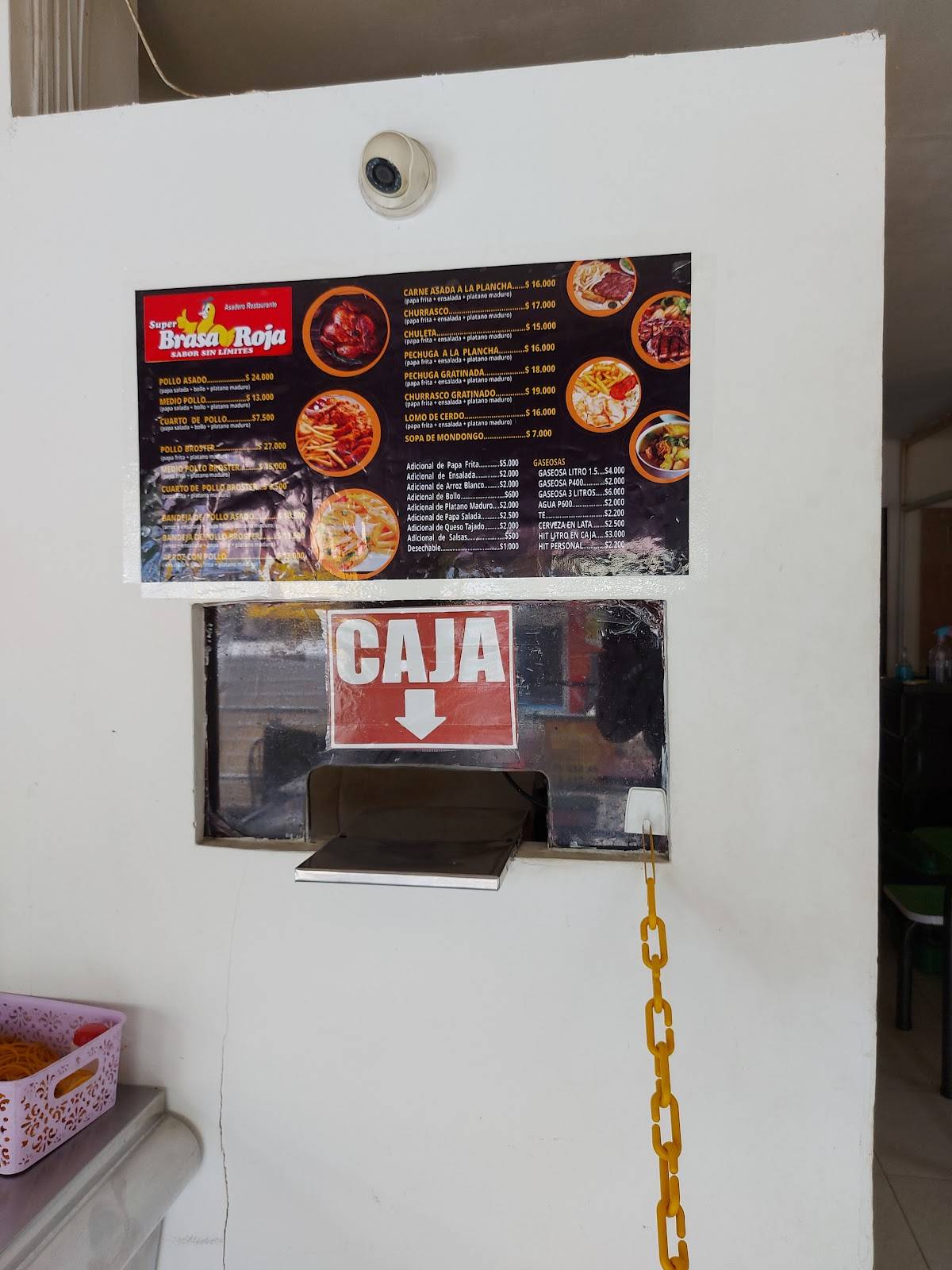 Menu at Super Brasa Roja restaurant, Colombia