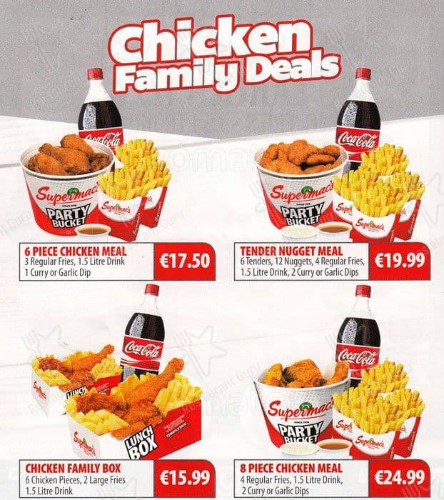 Menu at Supermac's Donabate restaurant, Ireland, Great Gas Service Station