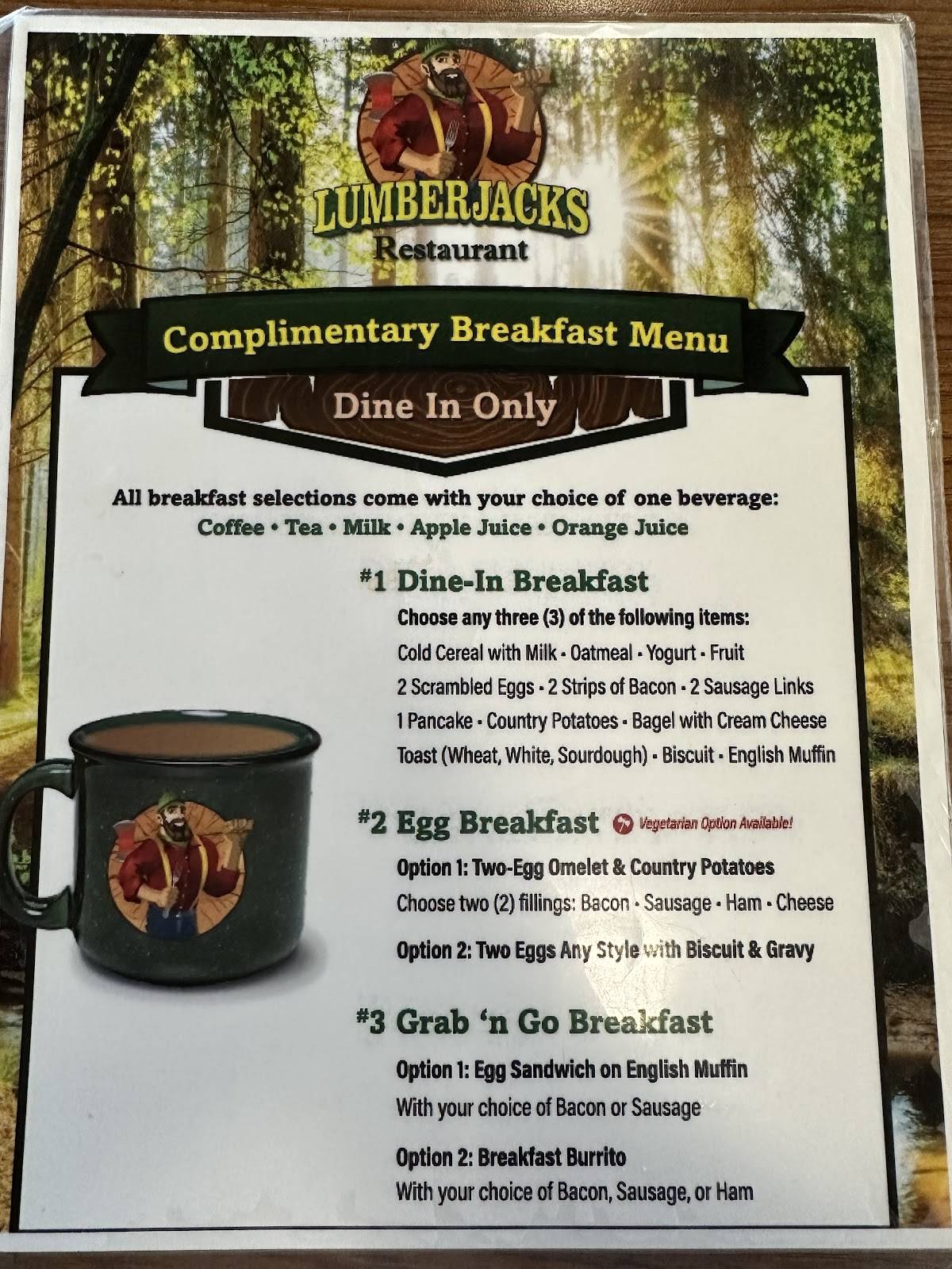 Menu at Lumberjack's Restaurant - Susanville, Susanville