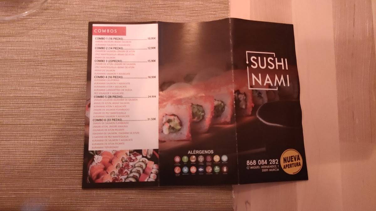 Carta de Restaurante Sushi Nami, Murcia