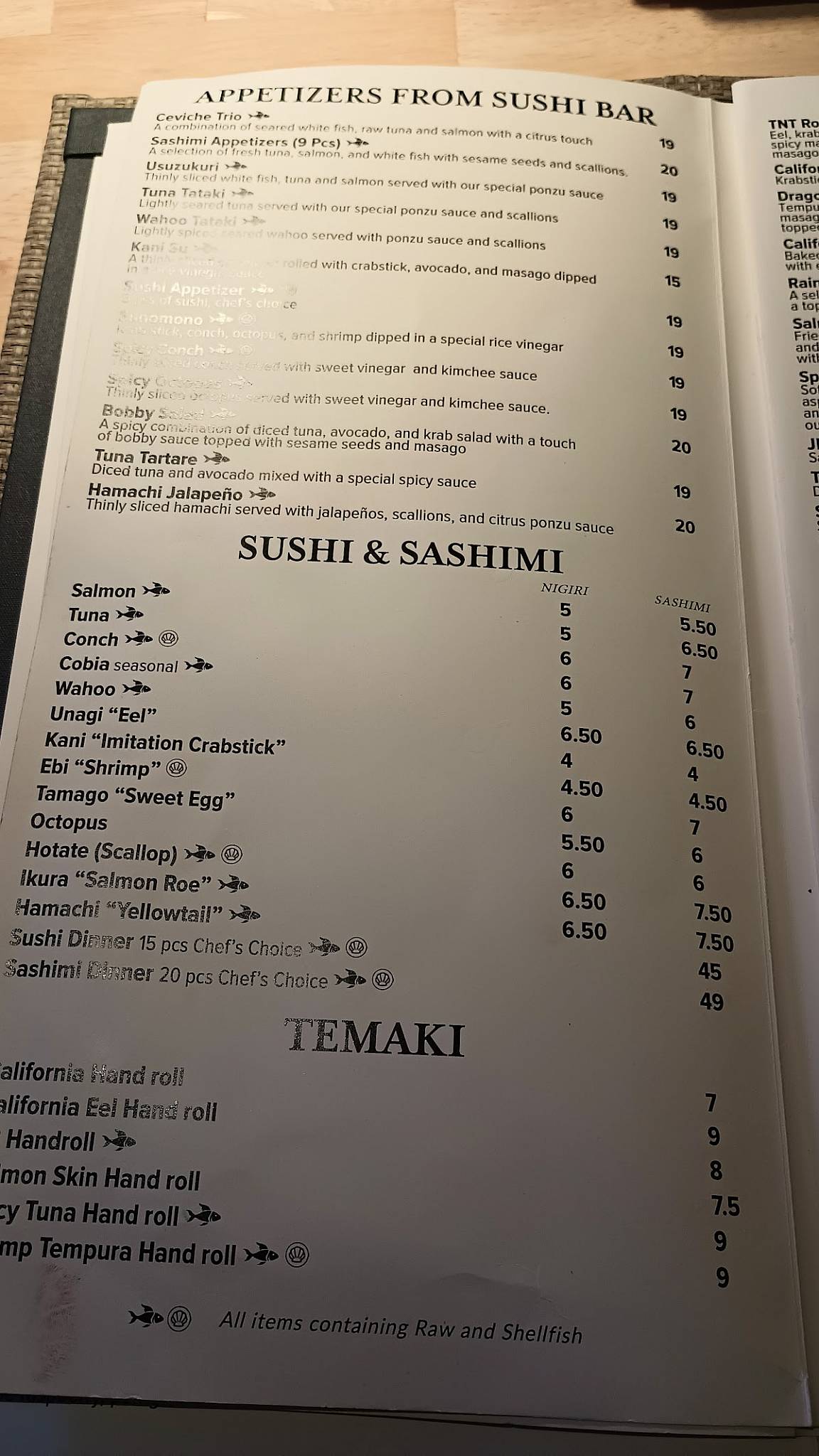 Menu at Sushi Sake Fort Myers restaurant, Fort Myers