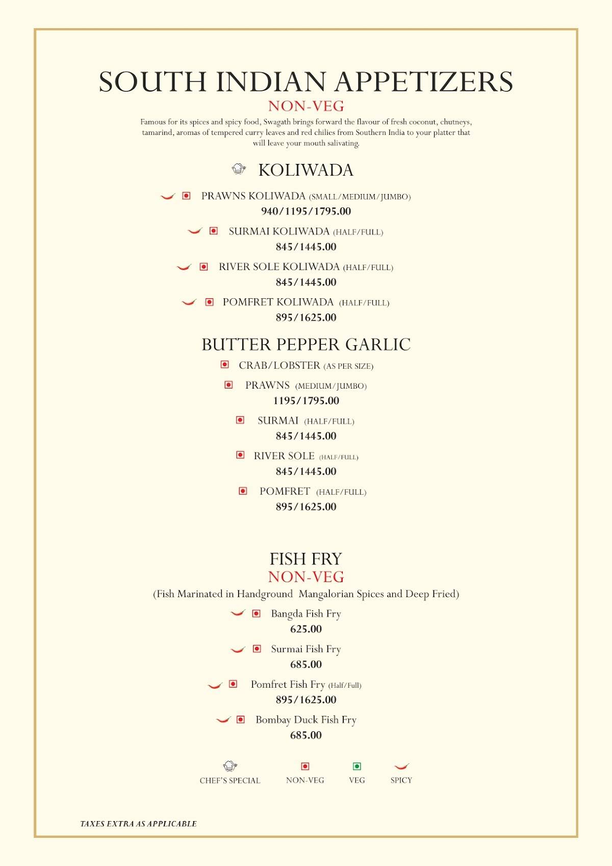 Menu at Swagath Restaurant, Panchkula