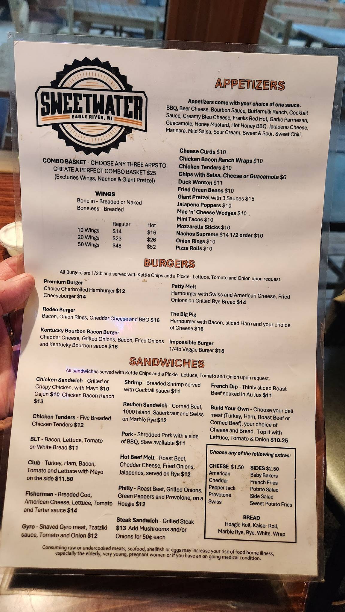 Menu at Sweetwater Spirits & Resort pub & bar, Eagle River