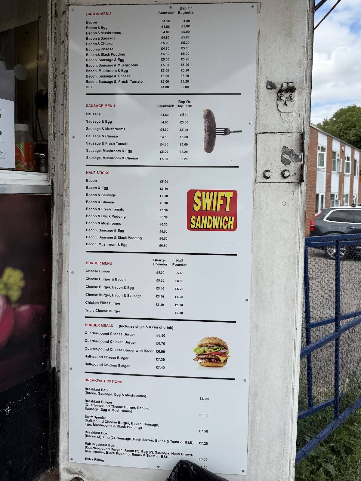 Menu at Swift Sandwich restaurant, Cheltenham