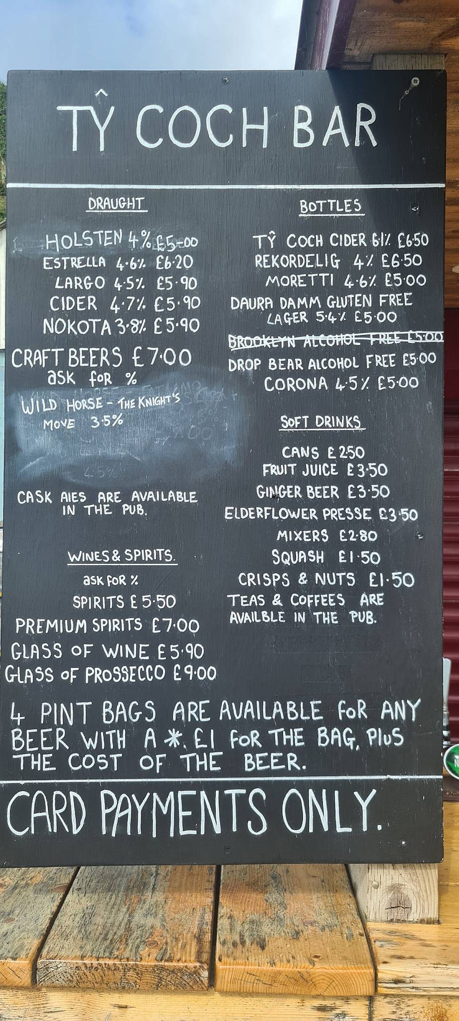 Menu at Tŷ Coch Inn pub & bar, Morfa Nefyn