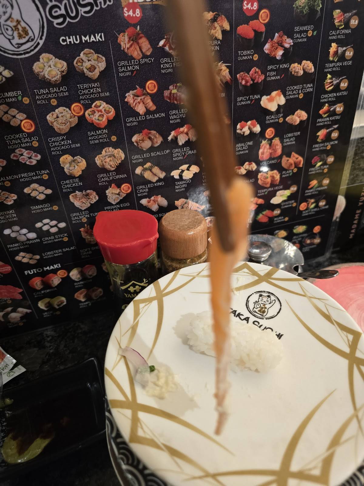 Menu at TAKA Sushi restaurant, Chatswood