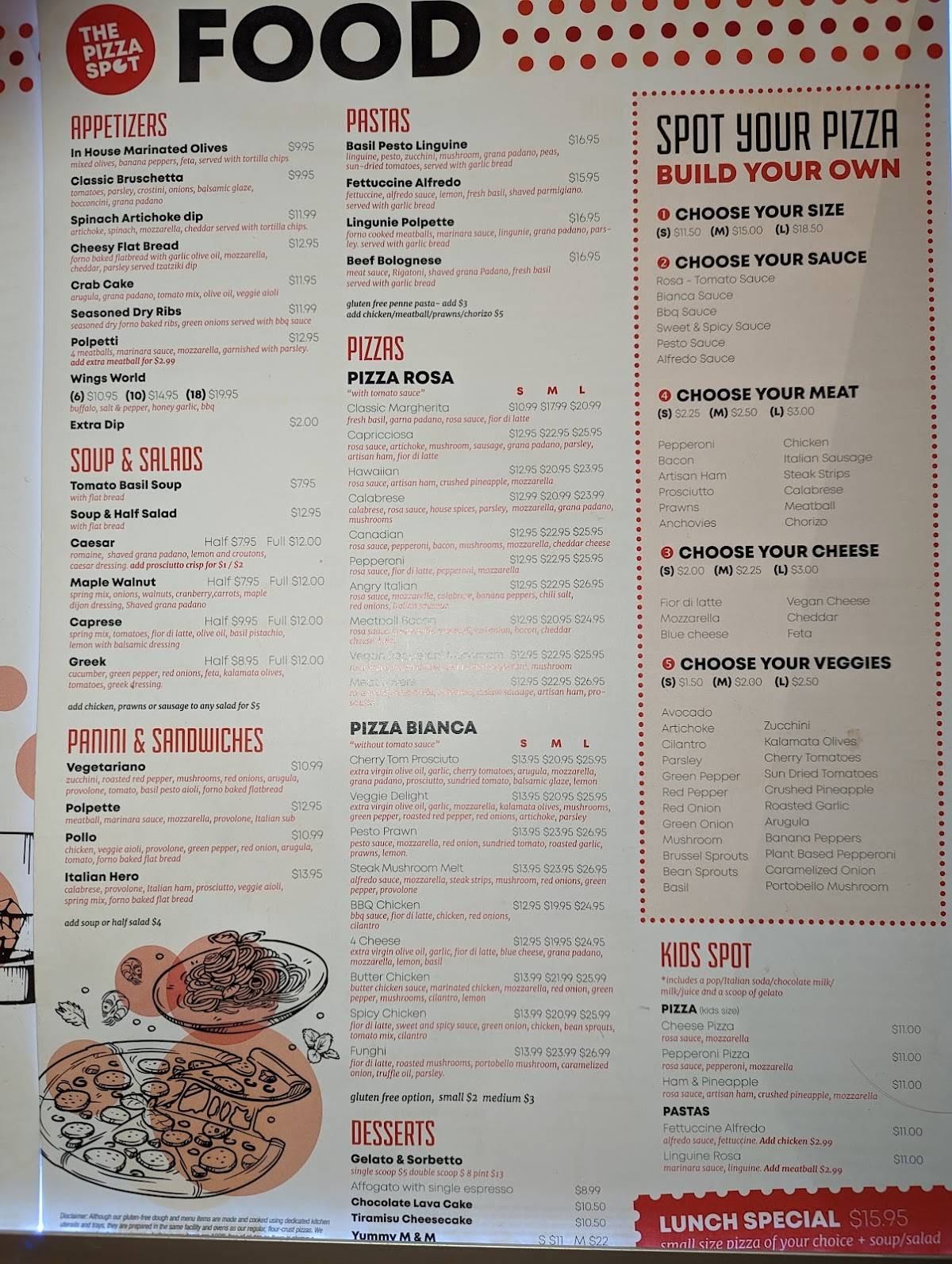 Menu at THE PIZZA SPOT pizzeria, Spruce Grove