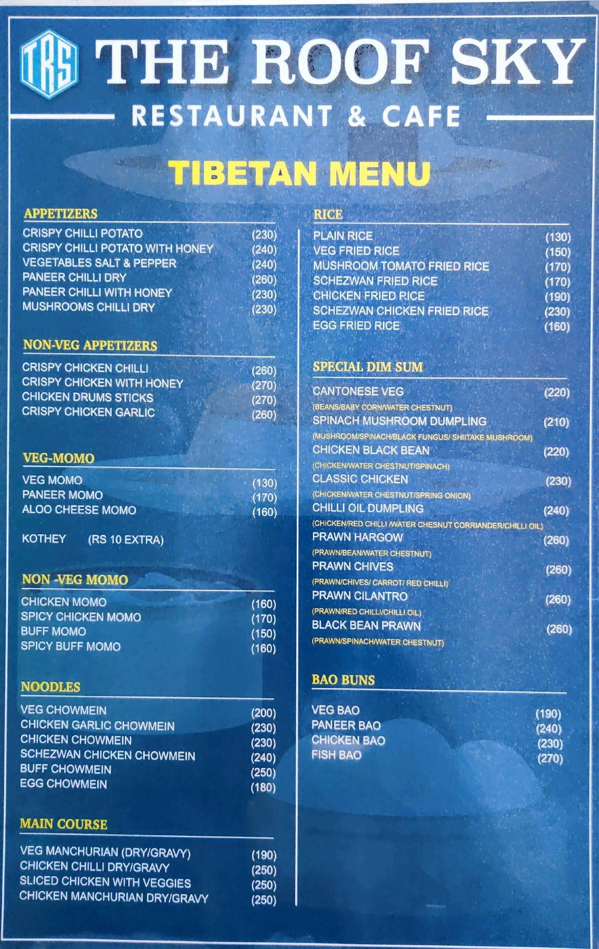 Menu at THE ROOF SKY RESTAURANT & CAFE, Delhi