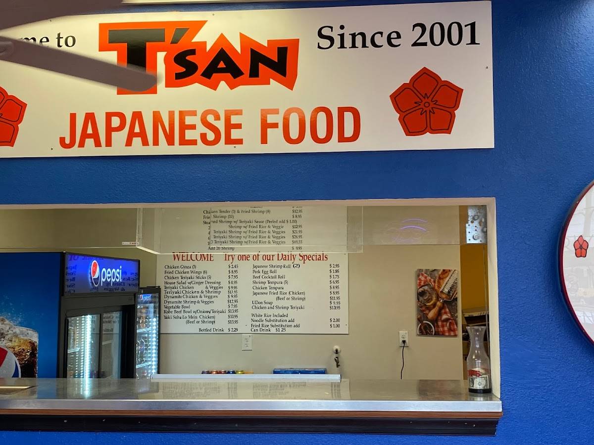 Menu at T'San Japanese Restaurant, Norfolk