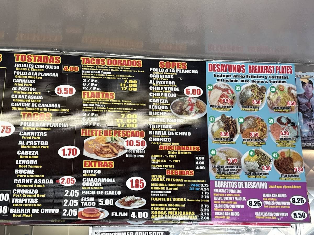 Menu at Taco Samich 4 restaurant, Phoenix, W Glendale Ave