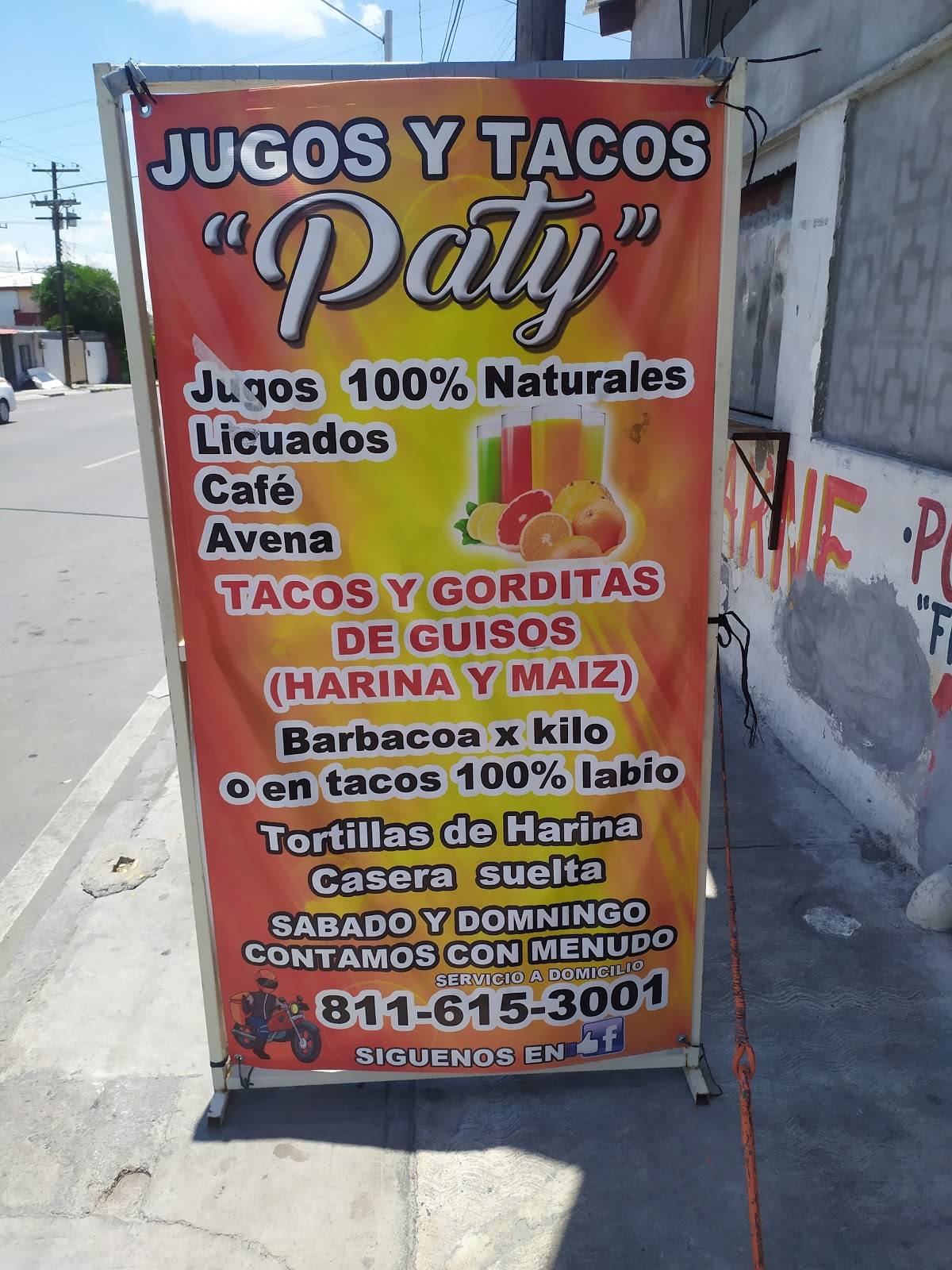 Menu at Tacos Mañaneros "Los Compadres" restaurant, Monterrey