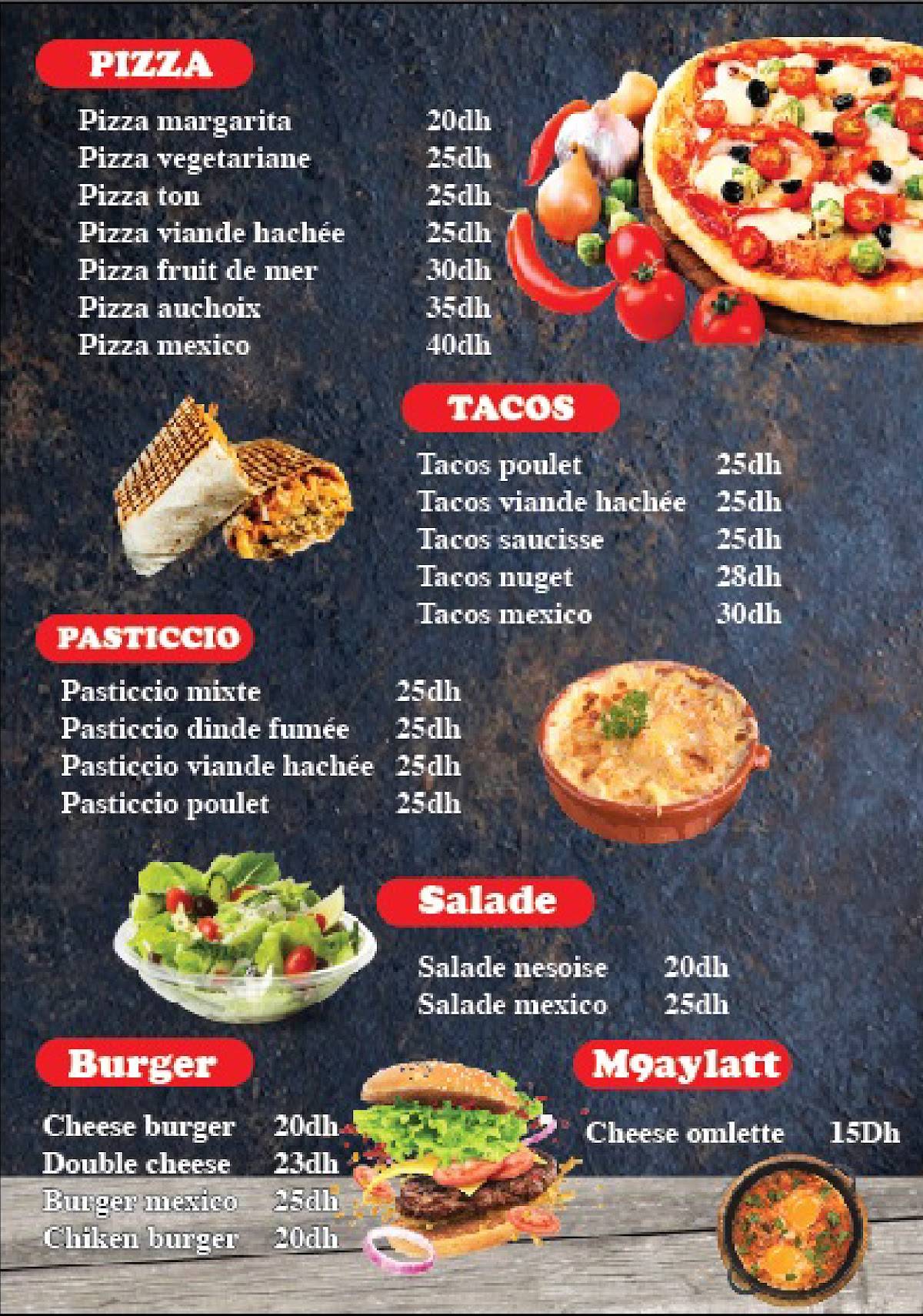 Speisekarte von Tacos Mexico restaurant, Mohammedia