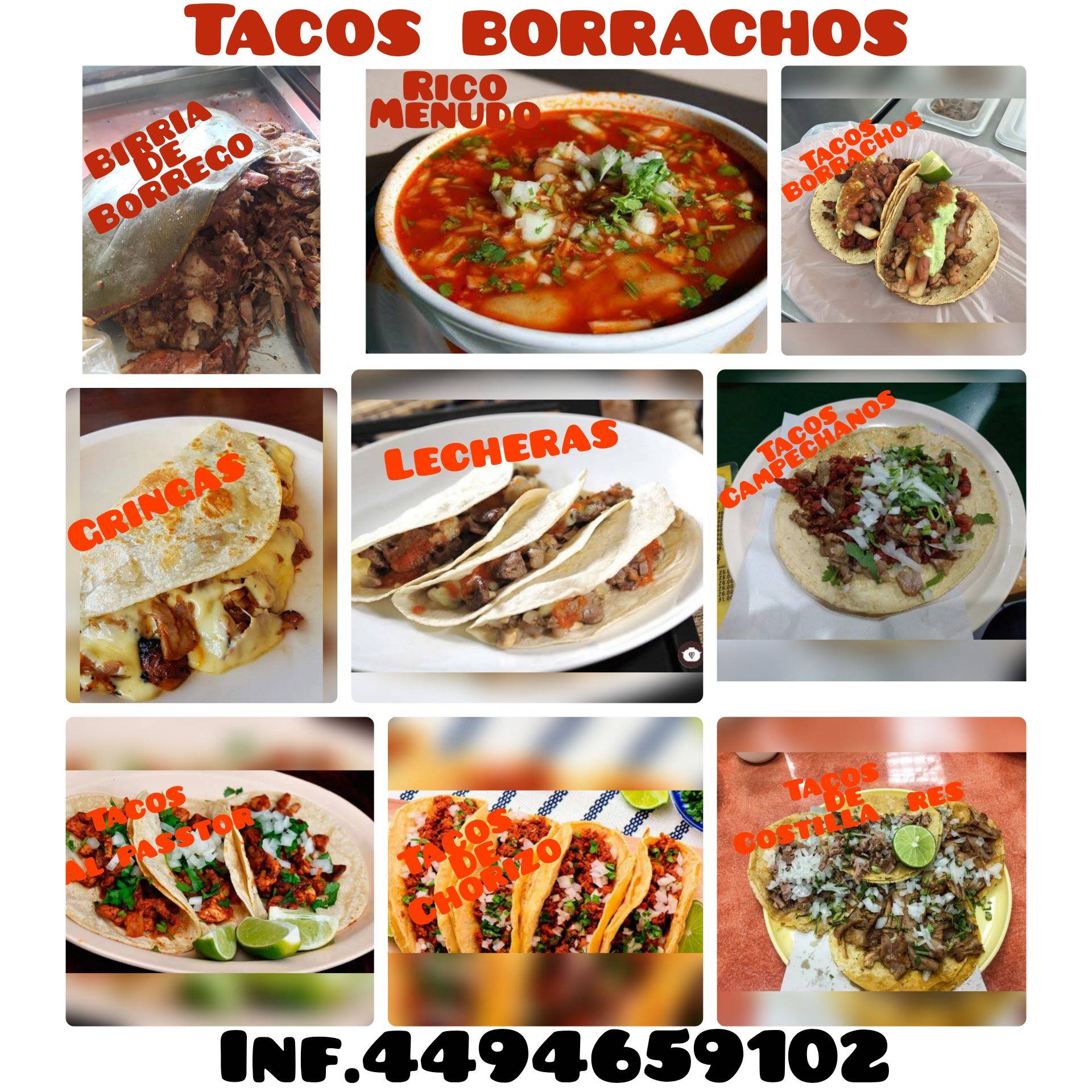 Menu at TACOS BORRACHOS ALEX restaurant, Aguascalientes, Francisco ...