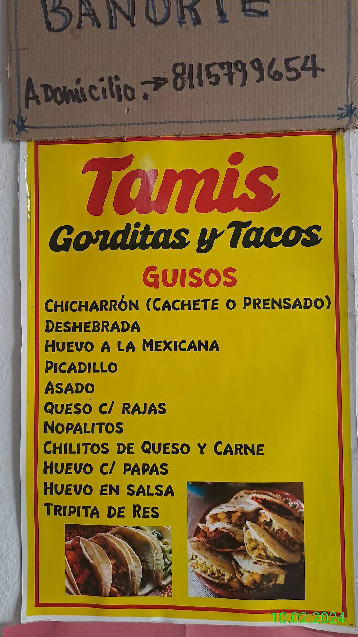 Carta del restaurante Tacos y Gorditas Tamis, Monterrey