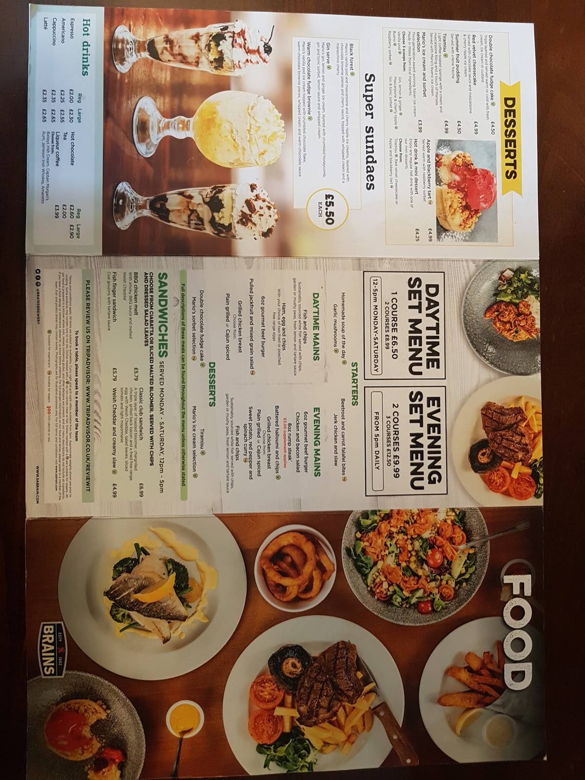 Menu at Tafarn Tanerdy restaurant, Carmarthen, Penlanffos Rd
