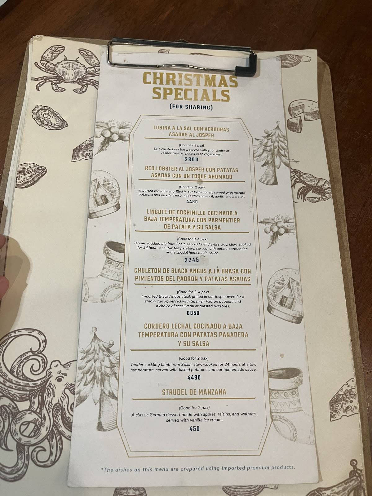 Menu at El Born BGC restaurant, Taguig