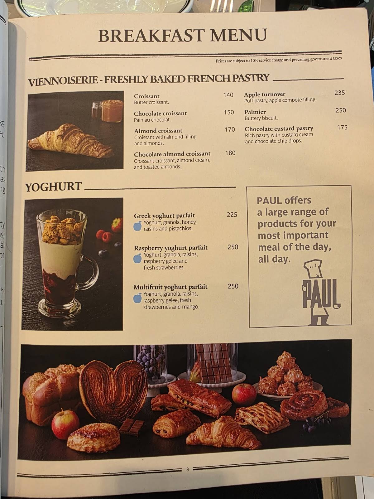 Menu at PAUL Boulangerie et Patisserie cafe, Taguig, G/F Bench Tower