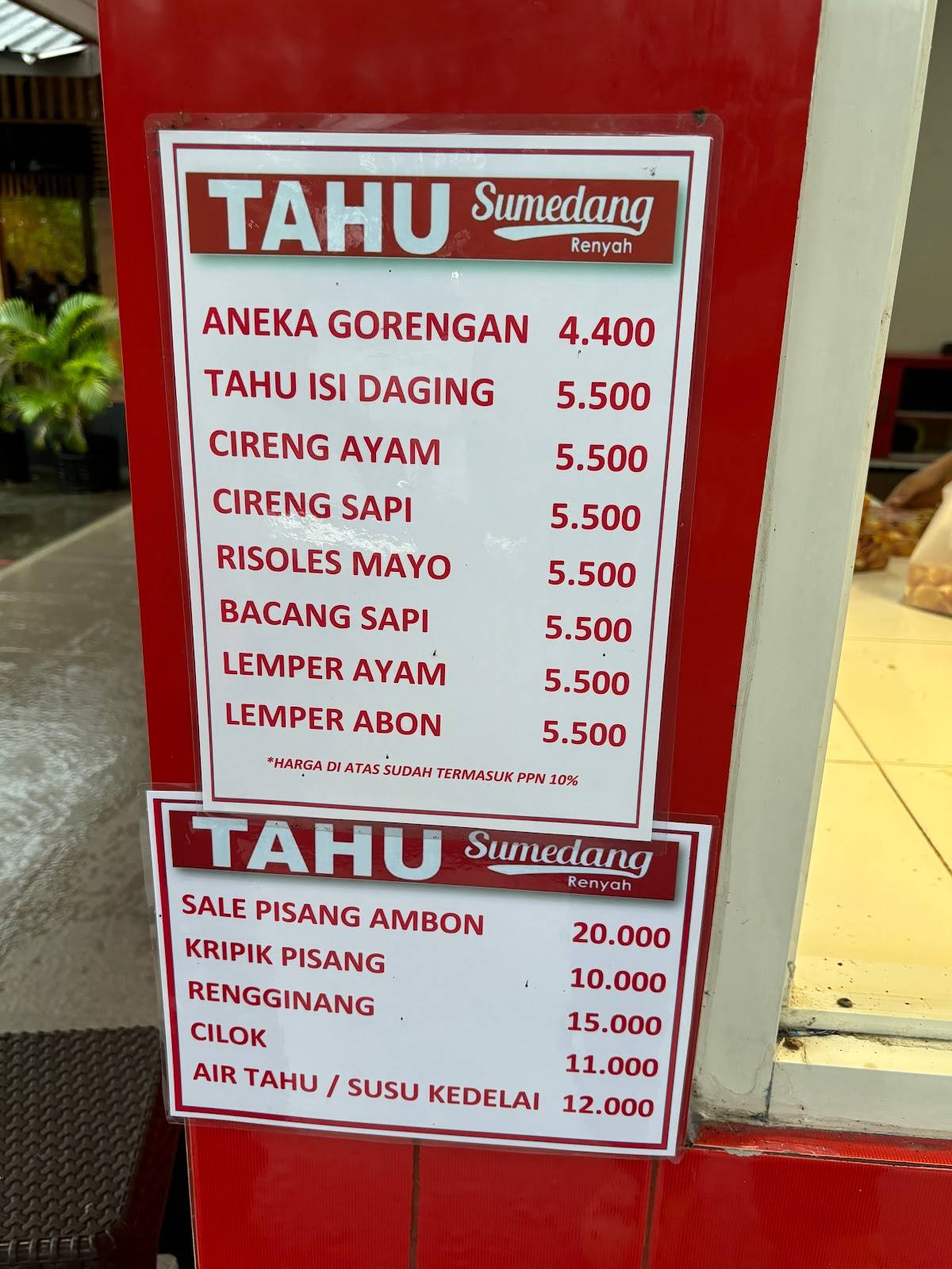 Carta del restaurante Tahu Sumedang Renyah, Indonesia, 6GRV+VVH