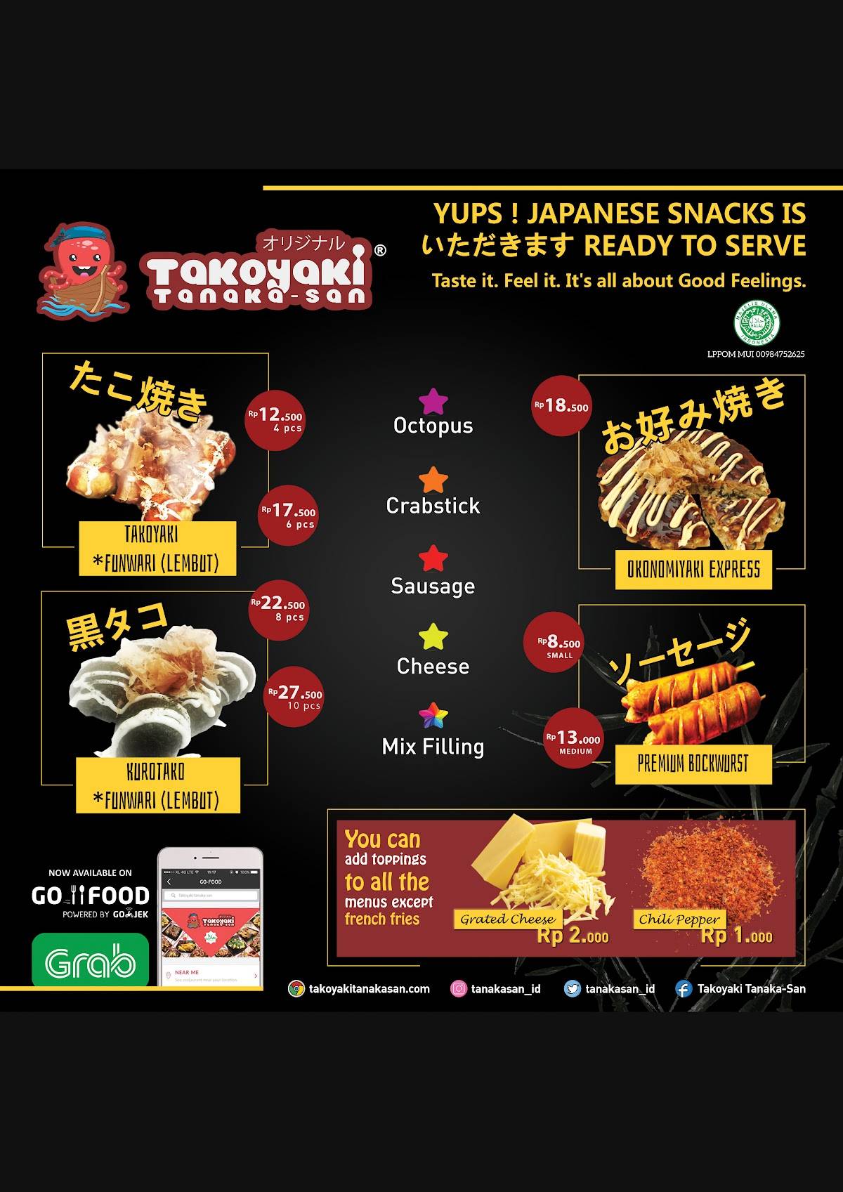 Menu at Takoyaki Tanaka-san Jelambar, West Jakarta