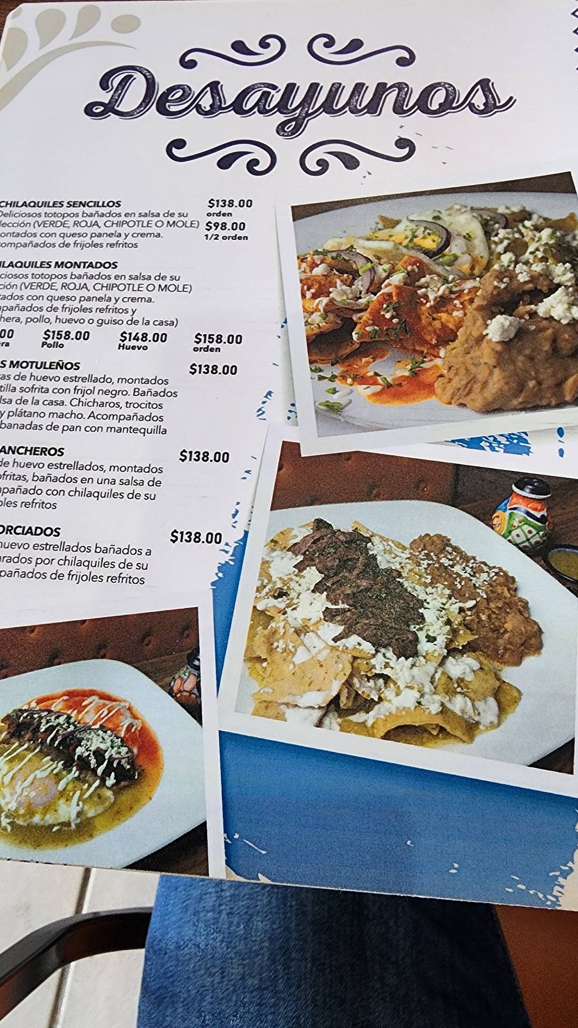 Carta de Talavera Café and Grill, Piedras Negras