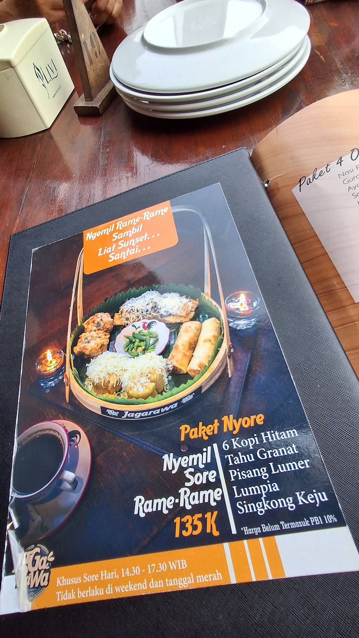 Menu at Jagarawa restaurant, Tangerang