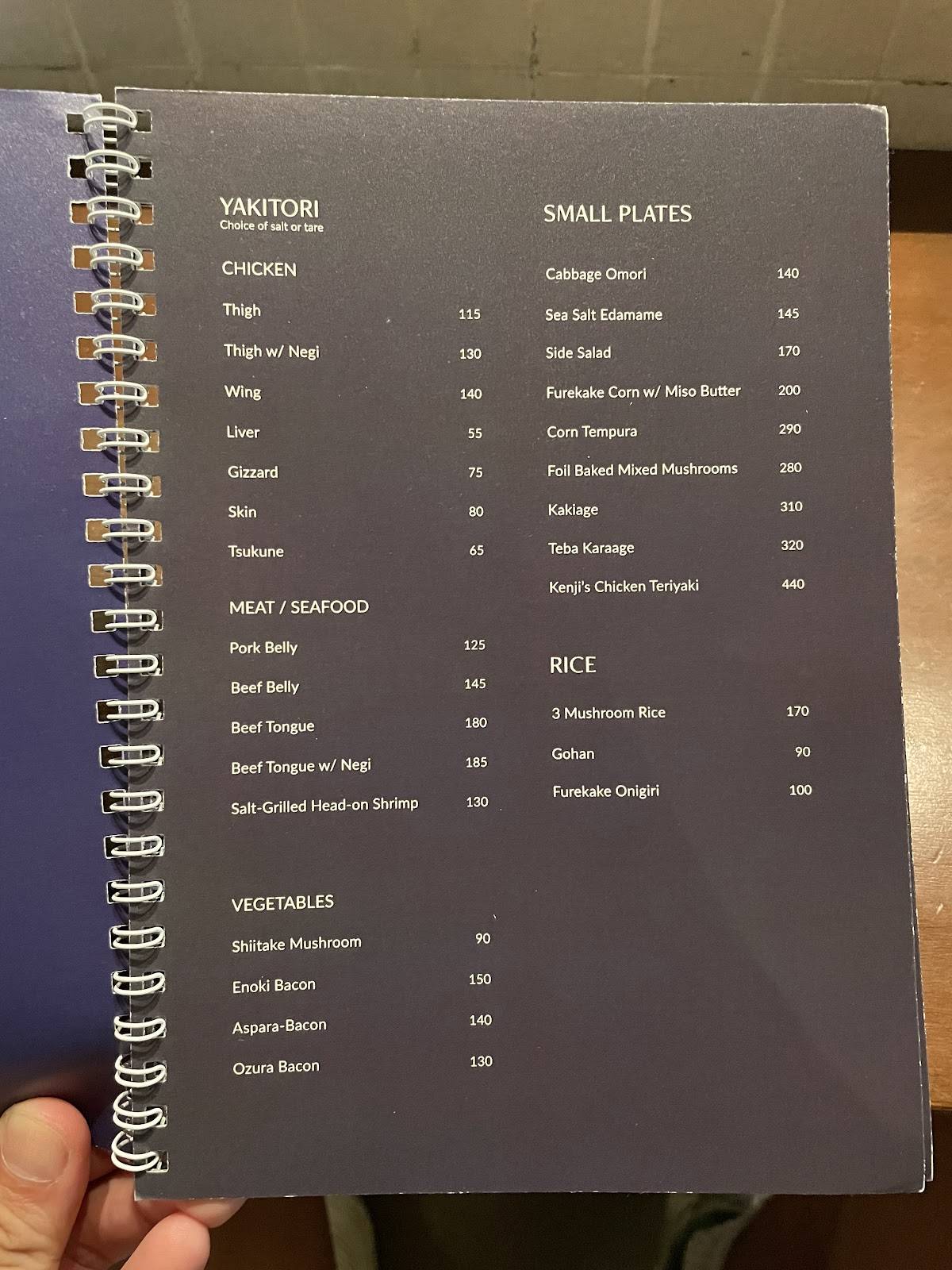 Menu at Tanoshi Restaurant & Yakitori Bar, Muntinlupa