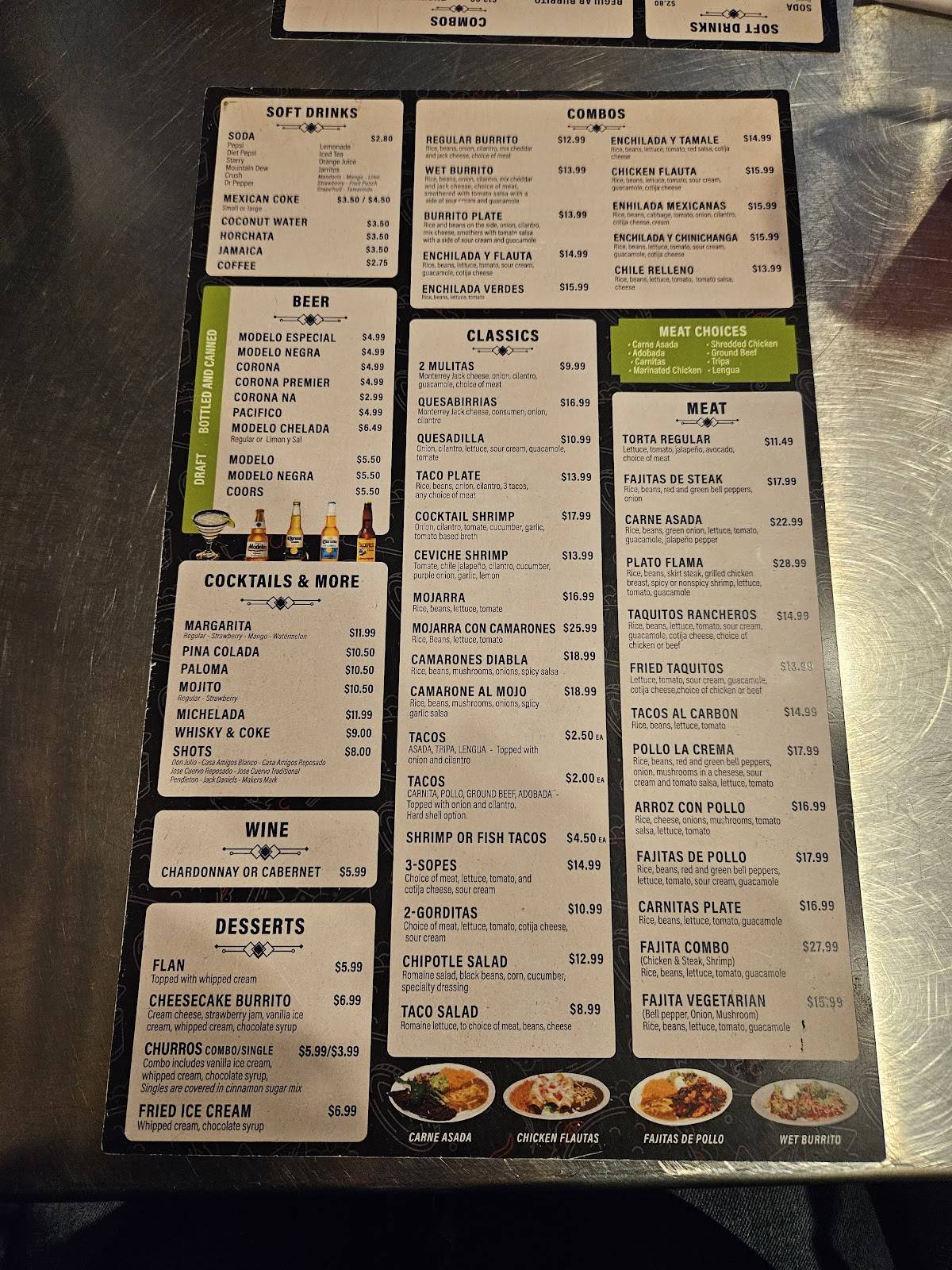 Menu at Taqueria La Flama #2 restaurant, Nampa